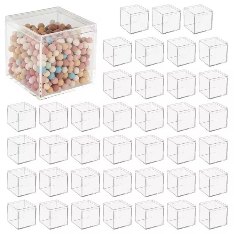 Clear Acrylic Square Box With Lids - Desktop Snacks Candy Organizer ...