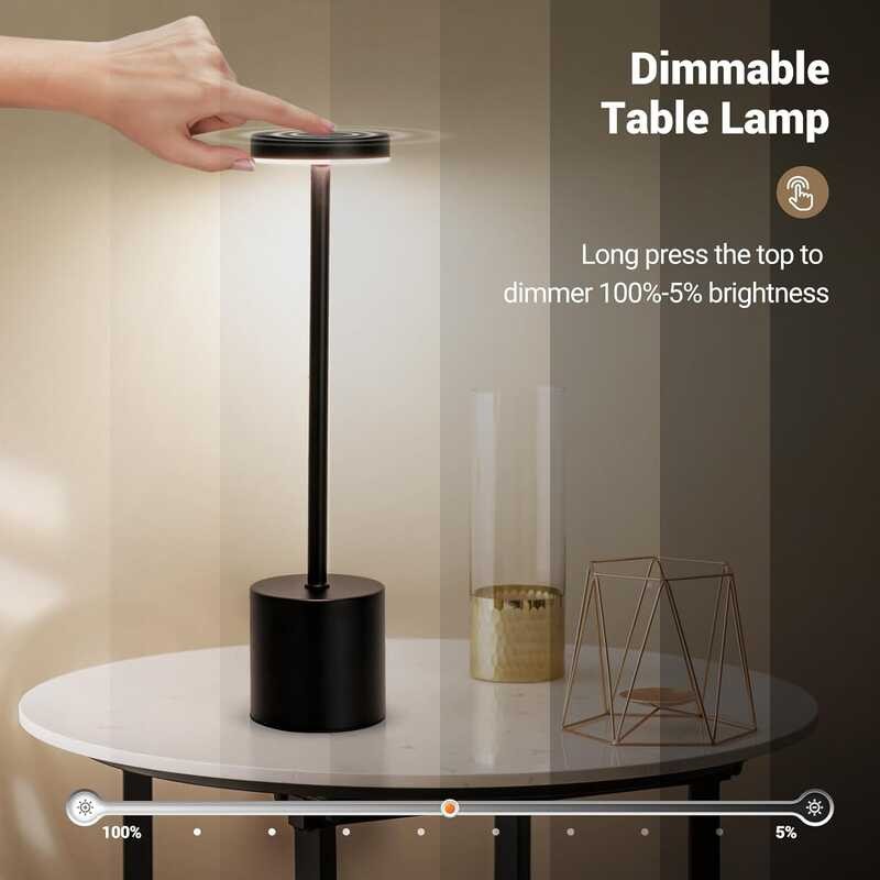 Touch Classic Sensor Table Rechargeable Cordless Desk Lamp 3 Color ...