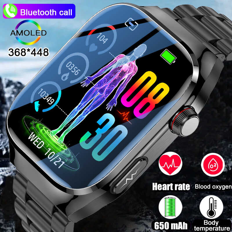 2.04" 0 AMOLED Bluetooth Call New Health Watch Men ECG Clock Uric Acid ...