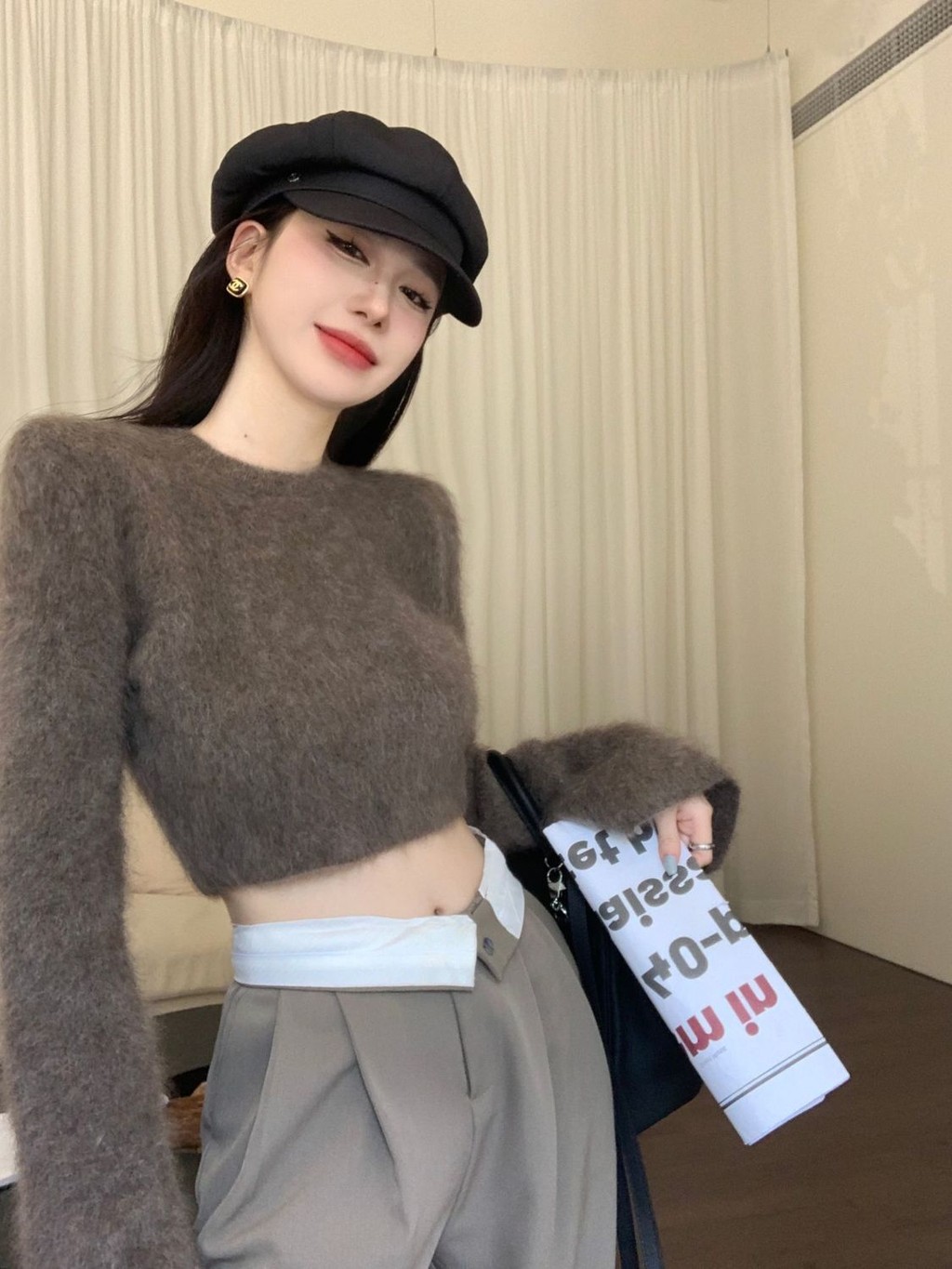 Soft Glutinous High-Grade Exposed Navel Short Sweater Sweater Korean ...