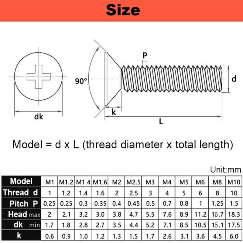 M3.5 M3 M4 M5 M6 M8 M10 Lengthen Cross Countersunk Screw KM Flat Head ...