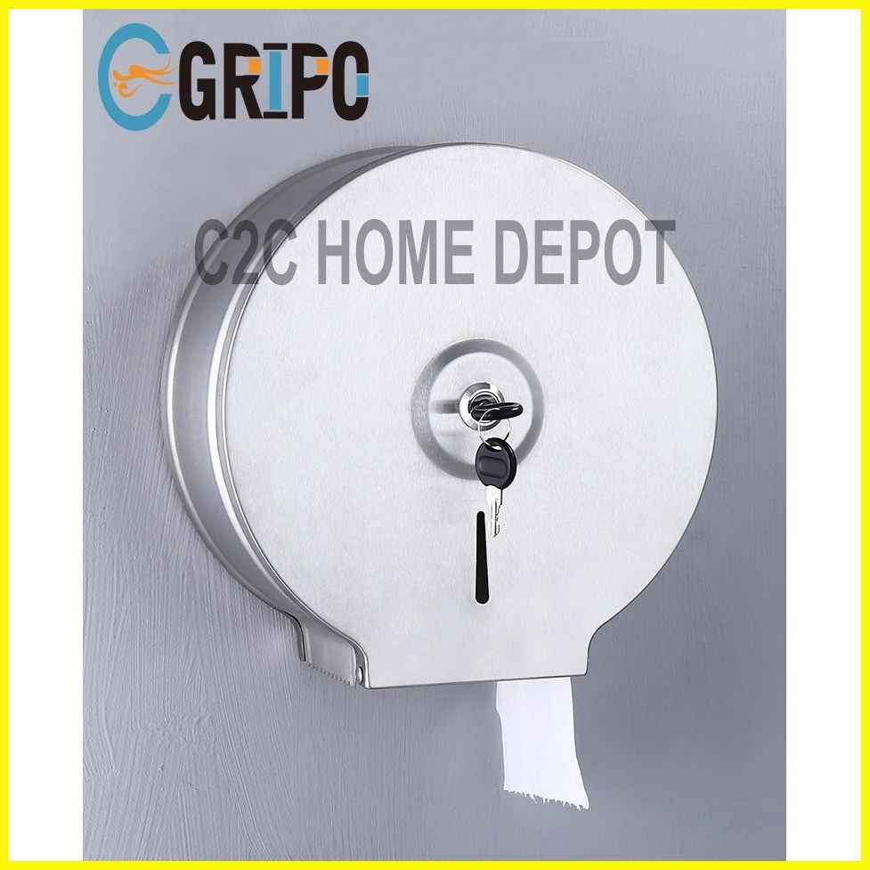 ⭐ GRIPO High quality sus304 stainless tissue roll holder box with lock ...