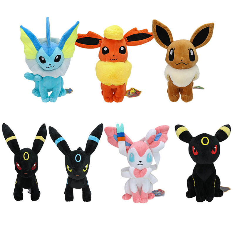 30cm Large Size Pokemon Sitting Posture Eevee Water Eevee Fire Eevee ...