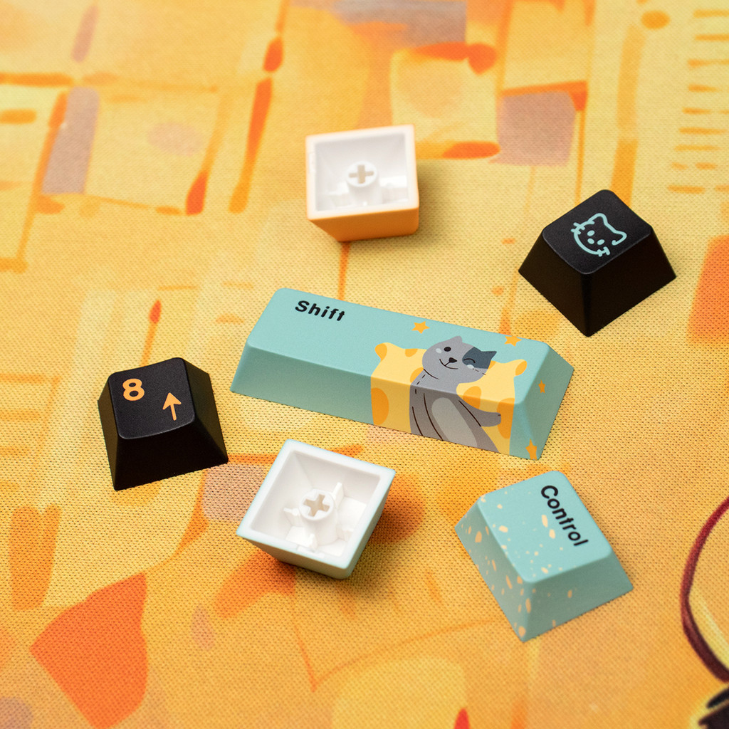 Cat keycaps set Black Orange PBT Cherry Profile for Mechanical Keyboard ...