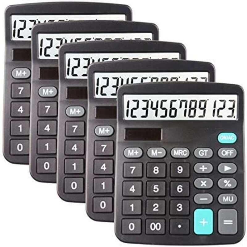 5 1 B Pack Calculators Large Display For Desk, Solar Calculator, 12 Digit Big Button Office Desk ...
