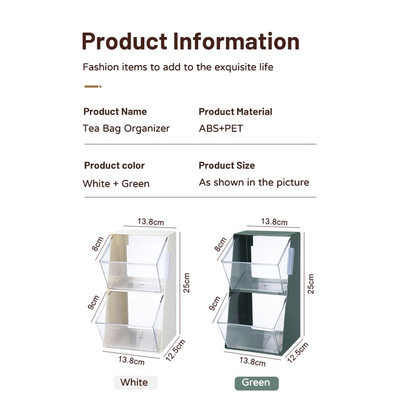 Acrylic Coffee Capsule Container 2 Layer Tea Bag Storage Removable ...