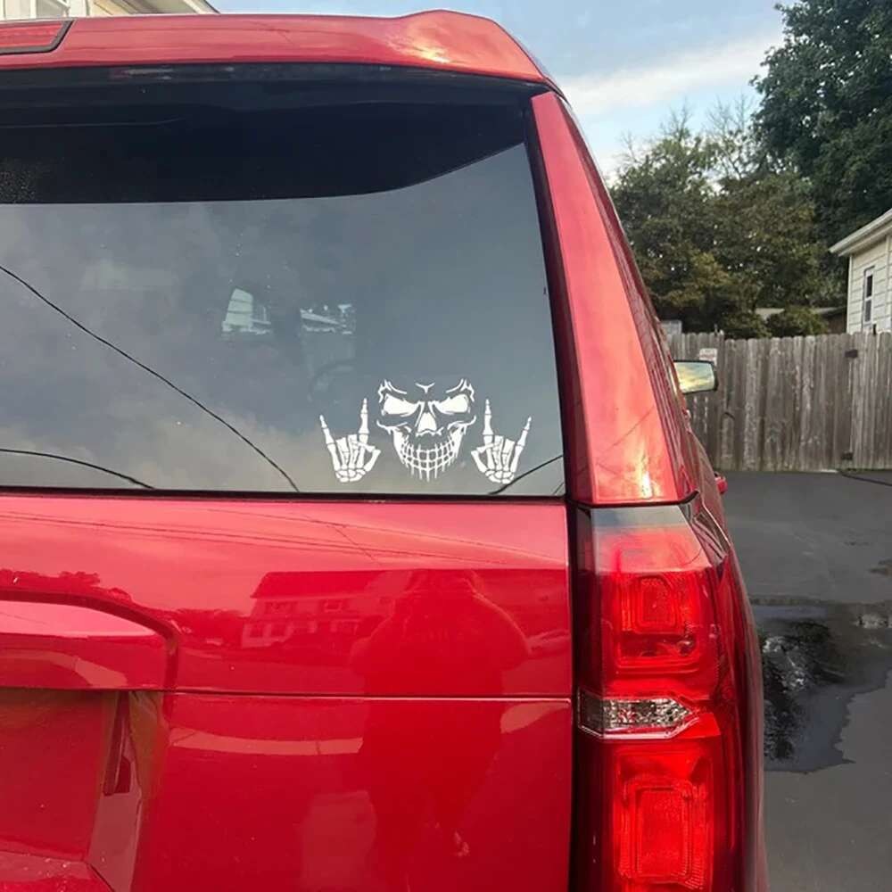 Rock On Skeleton Hands with Skull Vinyl Decal Sticker devil horn sign ...