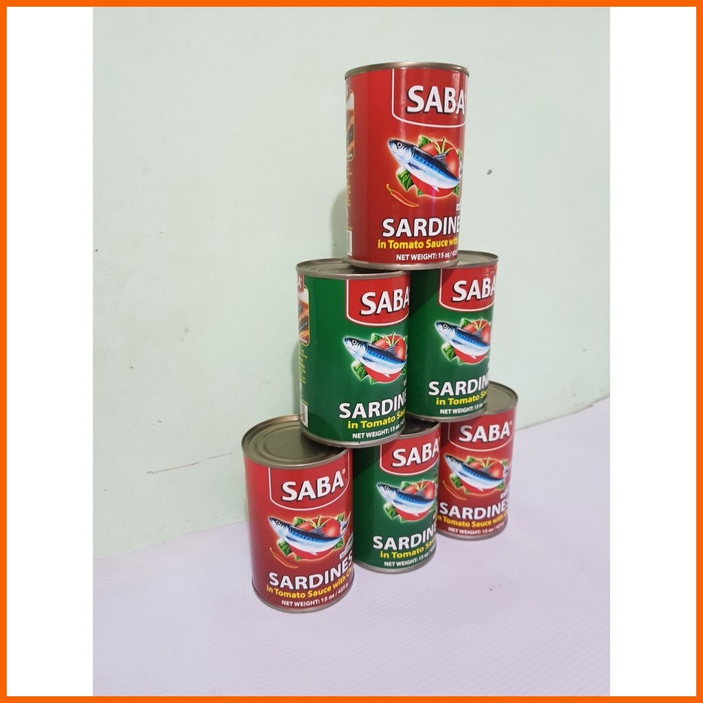 SABA Sardines in Tomato Sauce with & without chili (pack of 6 cans red ...
