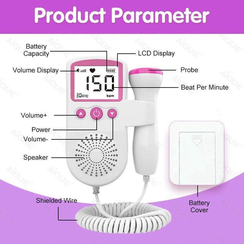 Dragon Baby Fetal Doppler Handheld Baby Heartbeat Detector Pregnant ...