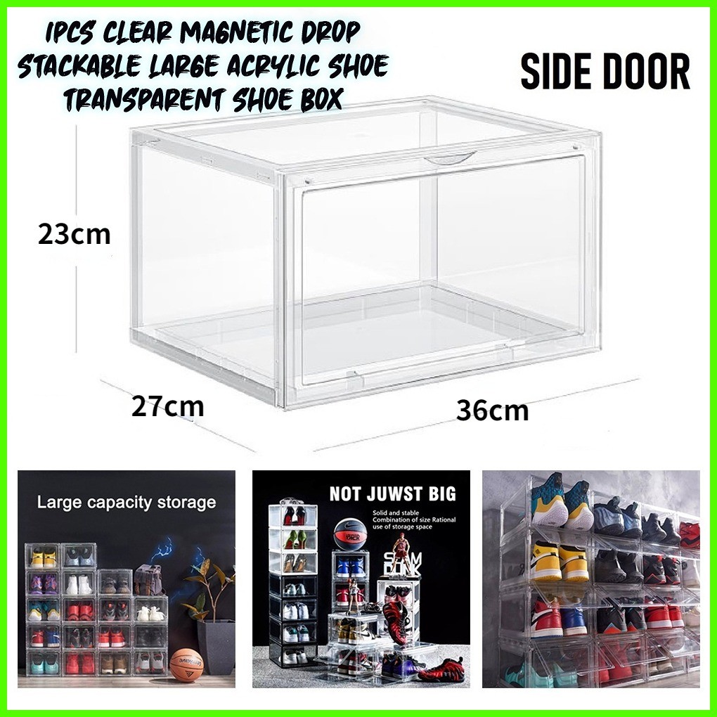 ⇧ 【Manila stock】Acrylic Magnetic side drop shoe box Multifunctional ...
