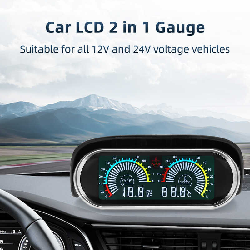 2 Universal In 1 Car Digital LCD Auto Water Temperature Meter Gauges 1 ...