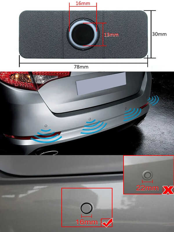 Sensor Parking Kit Assistant Park Tronics 4 Black/Sier/White 13Mm Flat ...