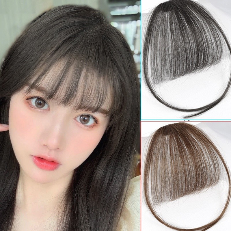 Bangs Wig Piece Women's Fluffy High-ceiling Real Hair Natural Middle ...