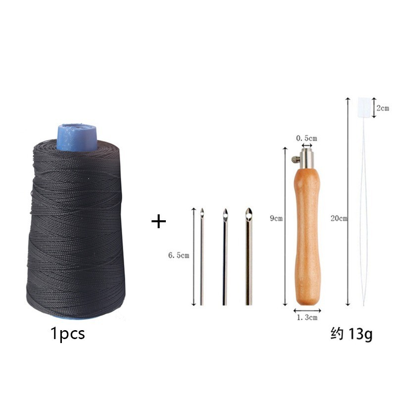 300M Nylon Sewing Thread Shoe Thread and Wooden Handle Needle Set Leather Sewing Tool | Shopee ...