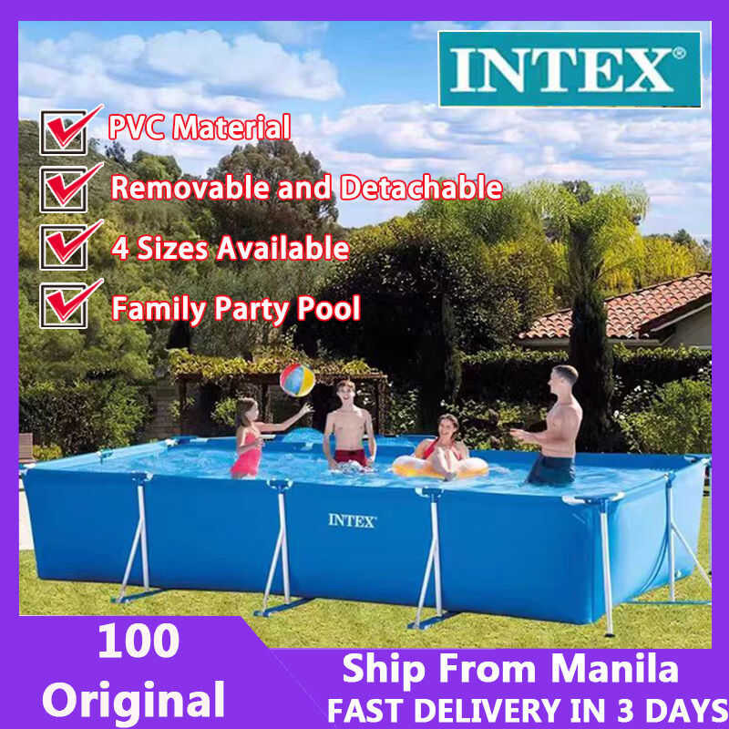 INTEX Rectangular Steel Pro Frame Set Swimming Pool Adult Family ...