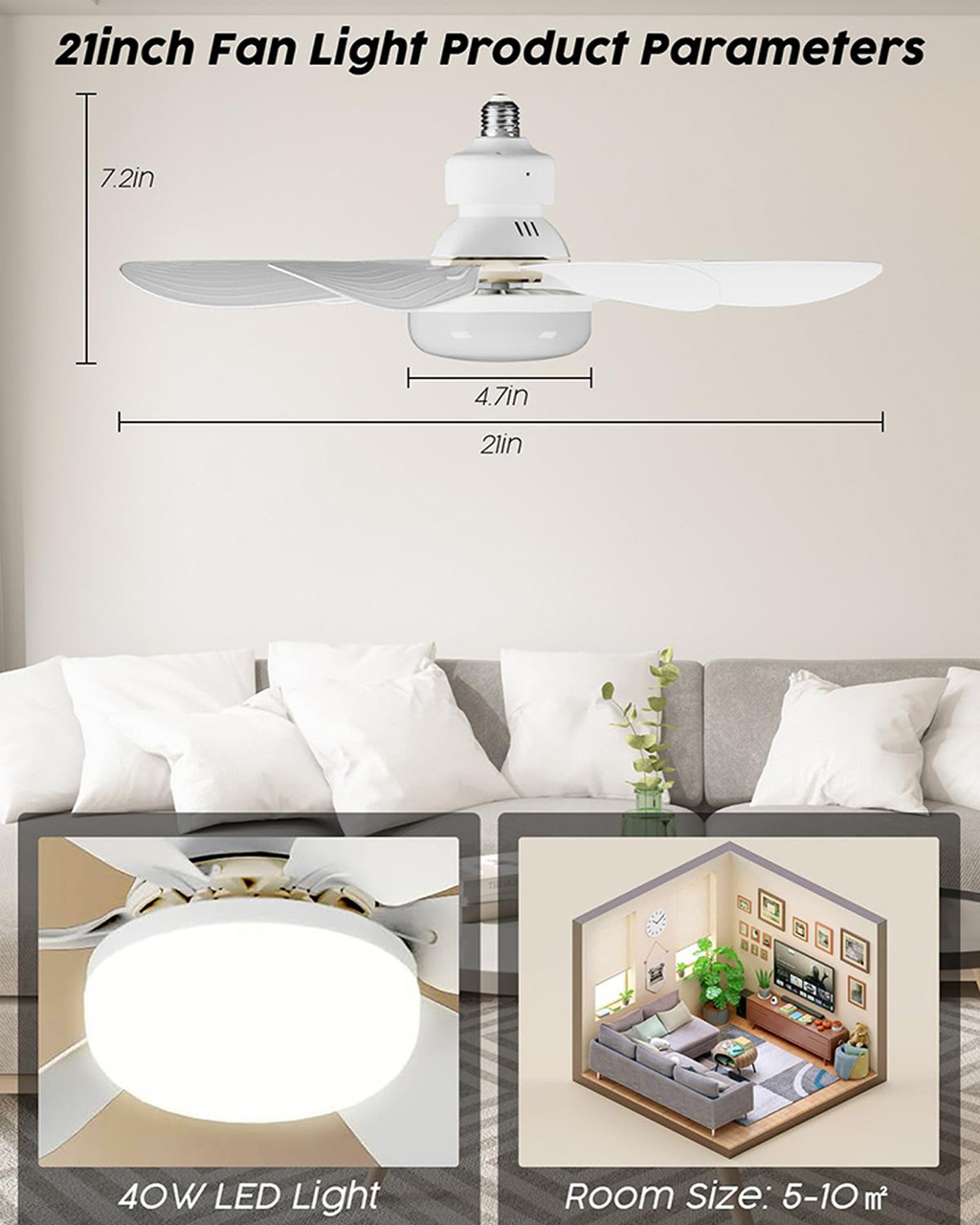 quiet Ceiling Fan With LED Light With Remote Control 6 Blades 30W40W ...