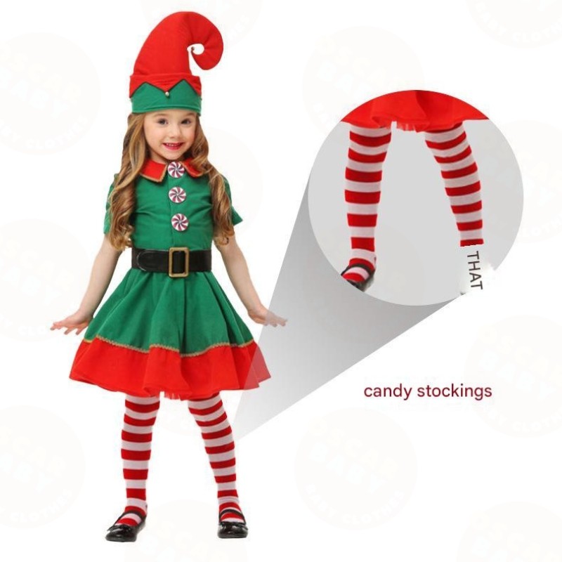 UniqKids Christmas Santa Claus Costume Green Elf Cosplay Family ...