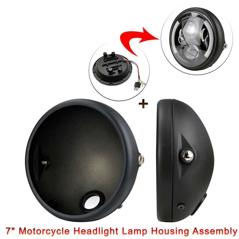 7 pulgada Motorcycle Headlight bucket ng bahay Chrome Black | Shopee ...