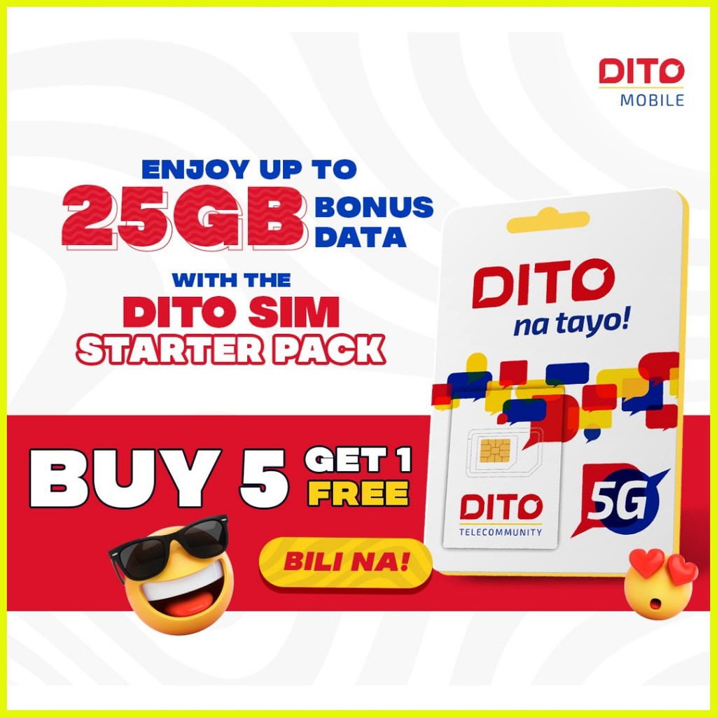 BUY 5 GET 1 DITO SIM FOR FREE - BRAND NEW DITO SIM Card 5G Ready (up to ...