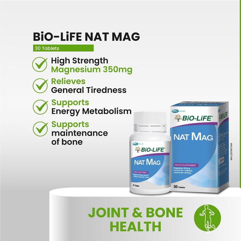 Bio-Life Nat Mag (30 tabs/2x30 tabs FOC 1- Exp02/26) - (Magnesium ...