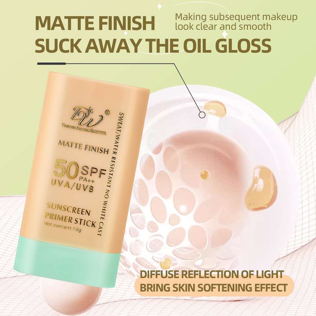 DW Matte Finish Sunscreen Primer Stick Spf 50 PA++ UVA/UVB Sunscreen ...