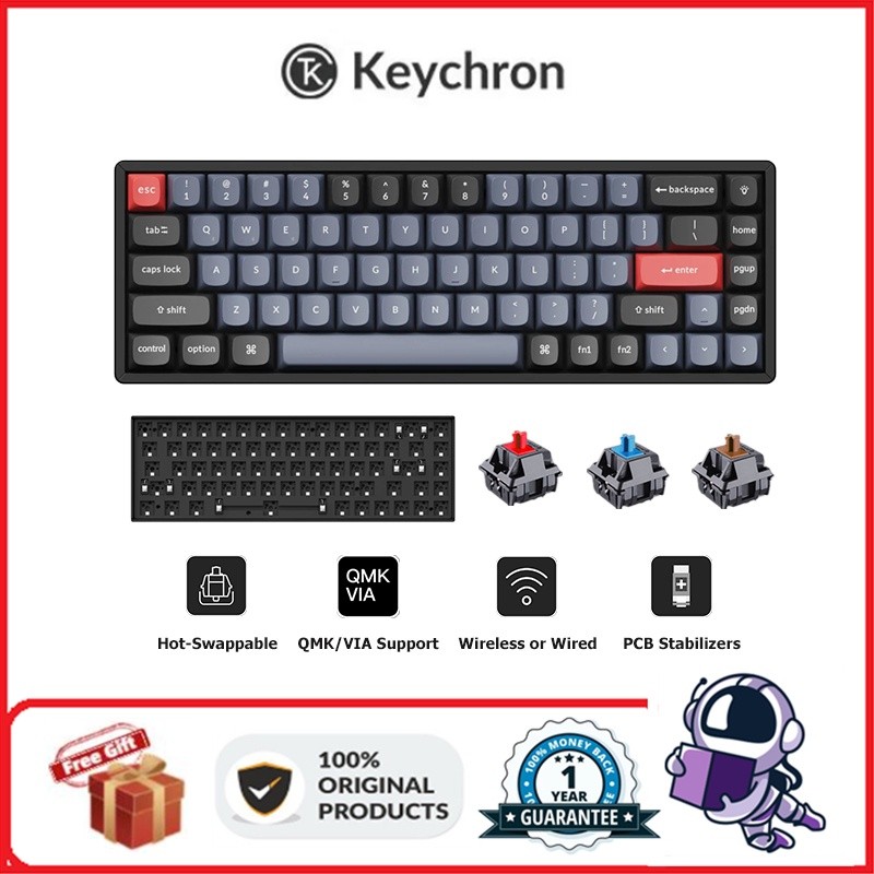 Keychron K6 Pro QMK/VIA Change Key Mechanical Keyboard Bluetooth/Wired RGB Customized Keyboard ...