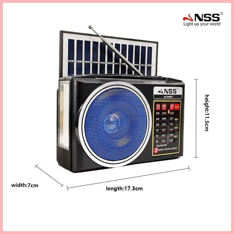 NSS solar radio FM/AM/SW3 band radio with USB/TF music player and LED ...