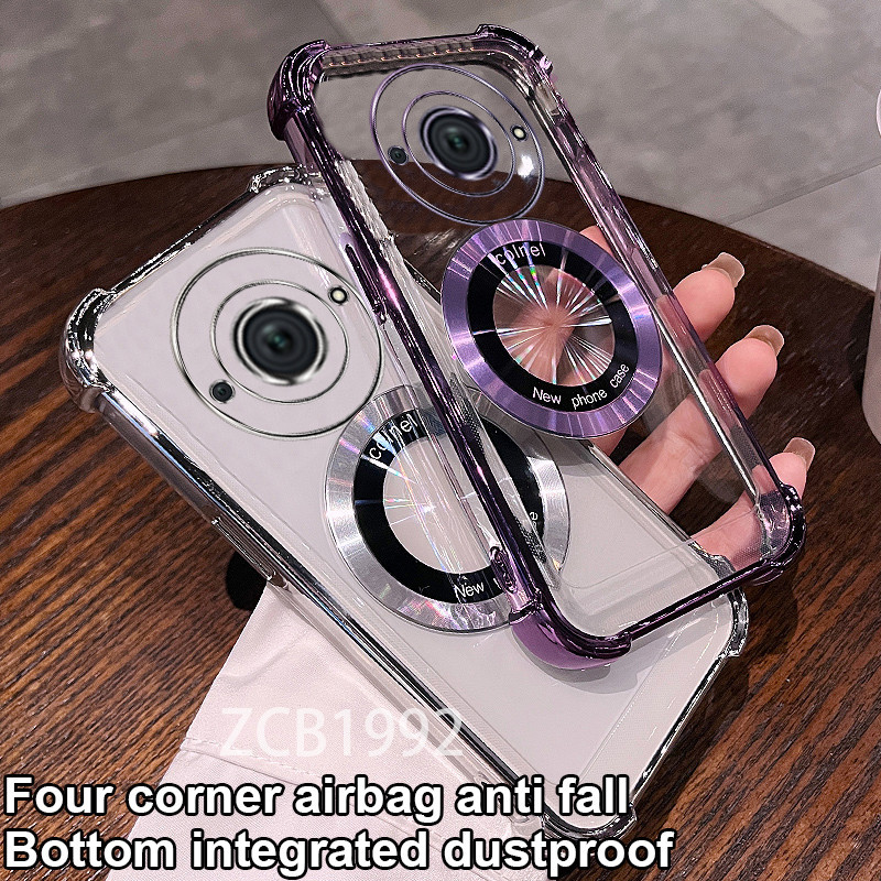 Popular 】Case for Redmi A3 TPU transparent phone case magnetic charging four corner anti drop ...