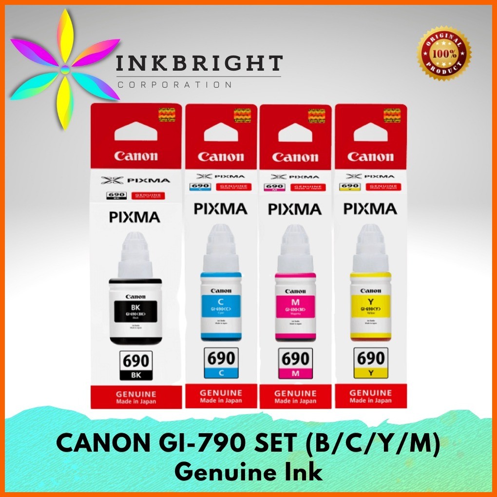 Original Canon GI 790 Ink Black Cyan Yellow Magenta SET - For Gseries ...