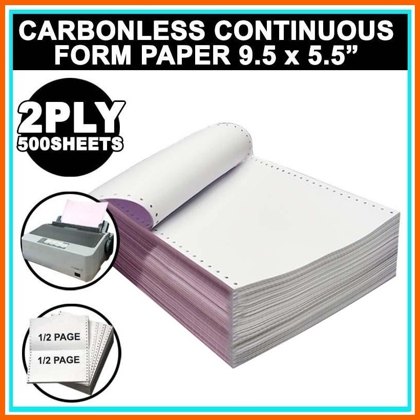 ∟ 2 Ply Carbonless Continuous Form Paper 1 Half 500 Sheets 9.5inch x 5. ...