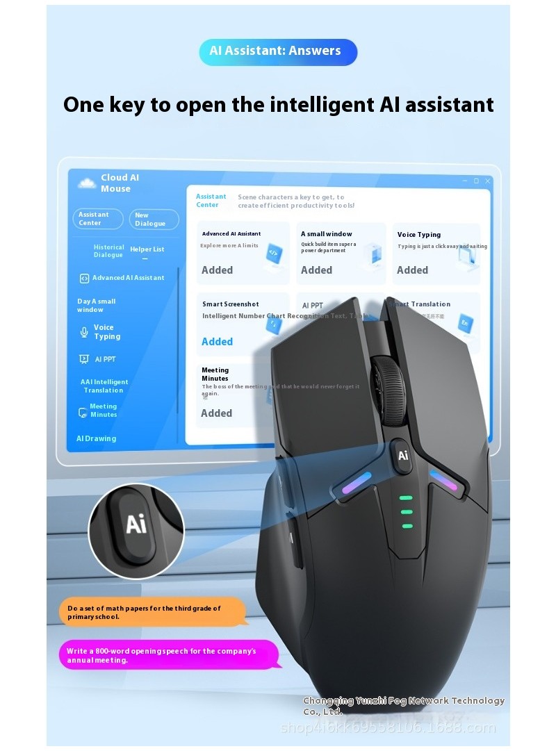 AI Intelligent Voice Mouse Wireless Bluetooth Dual-mode Mouse Can Speak ...