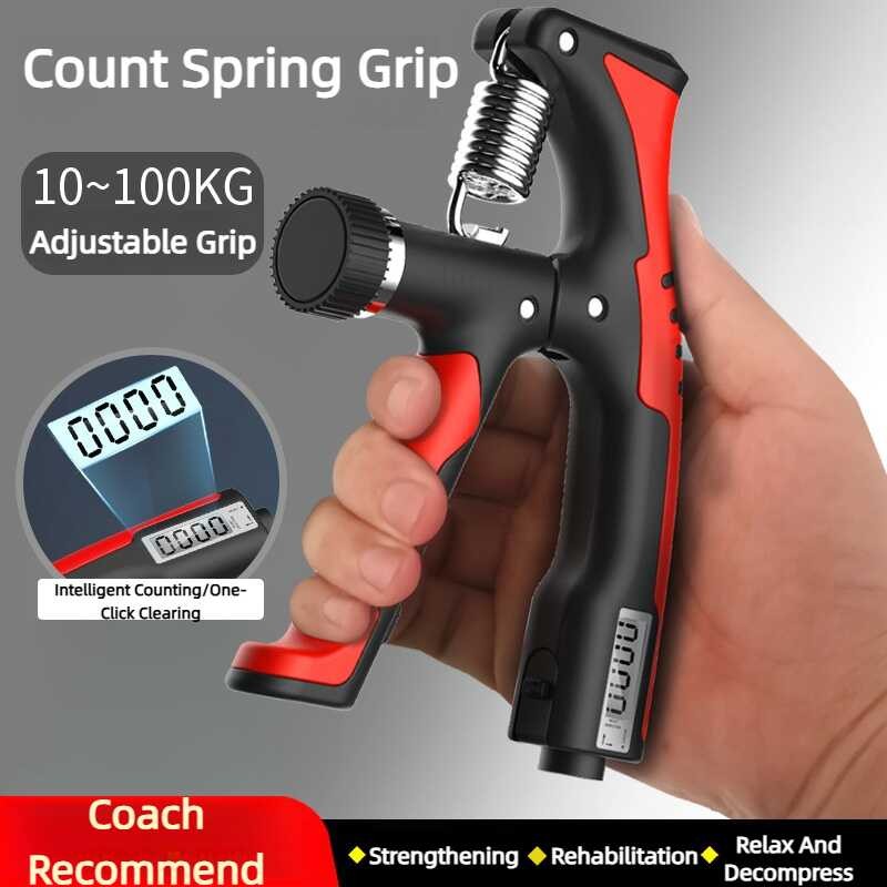 Electronic 10-100Kg Smart Counting Hand Grip Adjustment Exercise Power ...