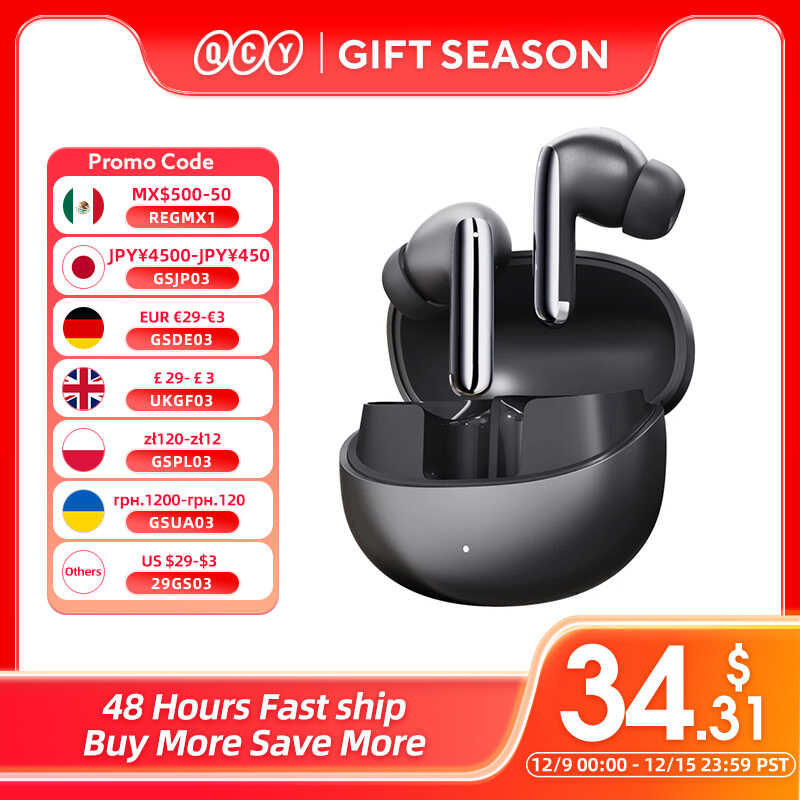 QCY 1 Melobuds Pro Bluetooth 5.3 Earphones Wireless 46Db Hybrid ANC Hi-Res LDAC Earbuds 6 Mic B ...