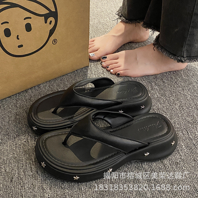 A3 Women's Flip Flops For Summer Wear, Thick Soled Versatile Y2k Wind ...