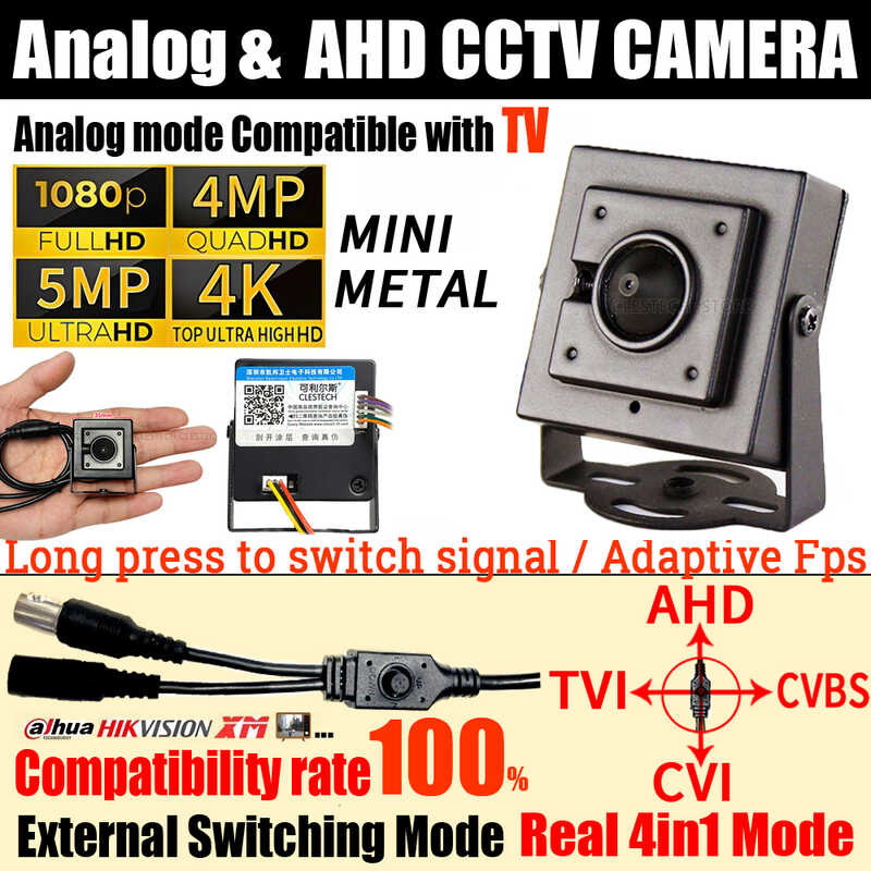 AHD/TVI/CVI/Analog Metal 4in1 CCTV er Mini Camera Cone Lens Real 8MP ...