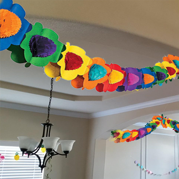 Hawaiian Tropical Paper Flower Garland 3M Paper Flower Garland Banner ...