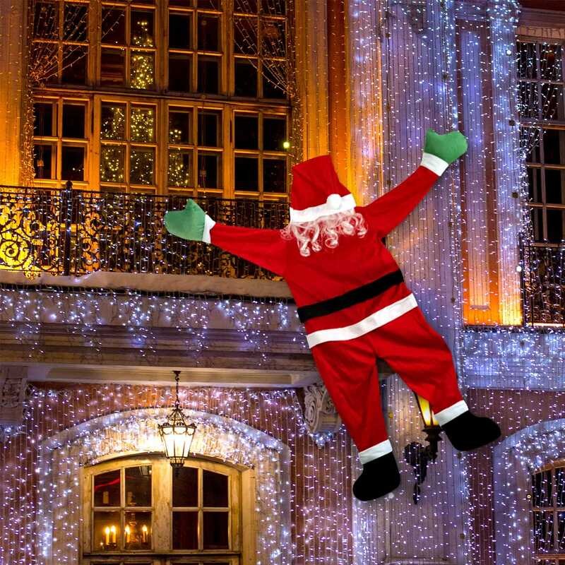 Hanging Christmas Claus Outdoor Decorations Large Climbing Santa For ...