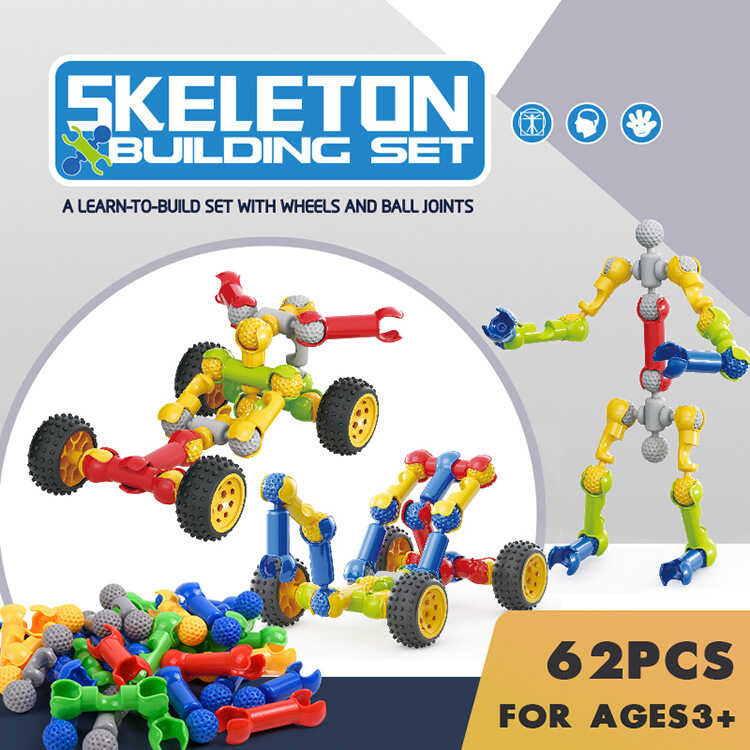 40 Building 3 Skeleton Blocks, Plastic Assembly Early Education DIY ...