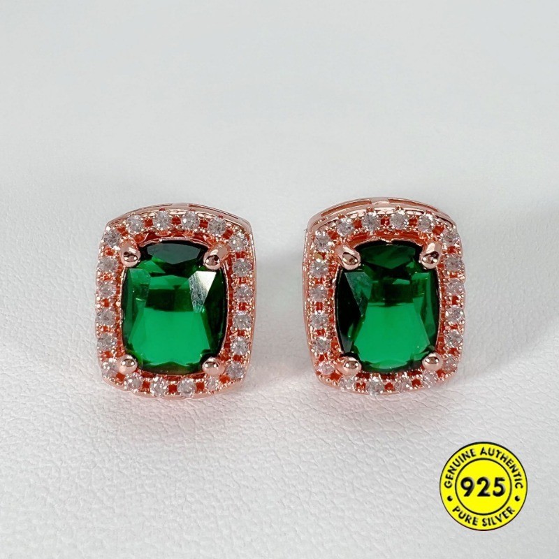 Light Luxury Temperament Fashion Rose Gold Emerald Four Claws Inlaid ...