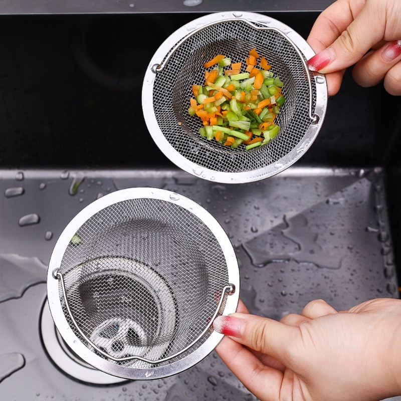 [ Featured ] Stainless Steel Draining Basket With Handle - Sewer Hair Fur Catcher - Sink Food ...