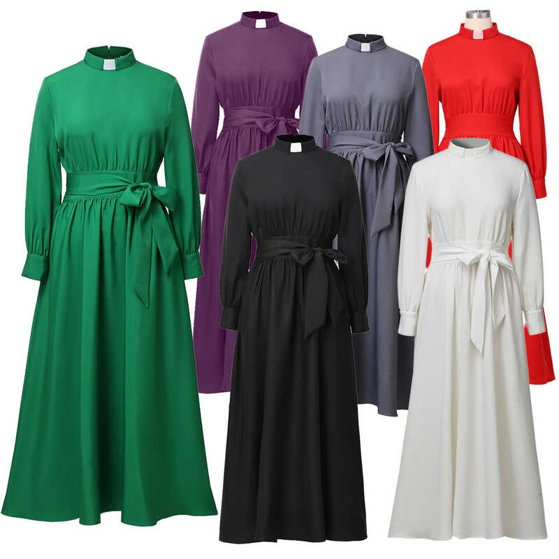 Medieval Vintage Priest Uniform Halloween Kababaihan Pastor Papa Cloak ...