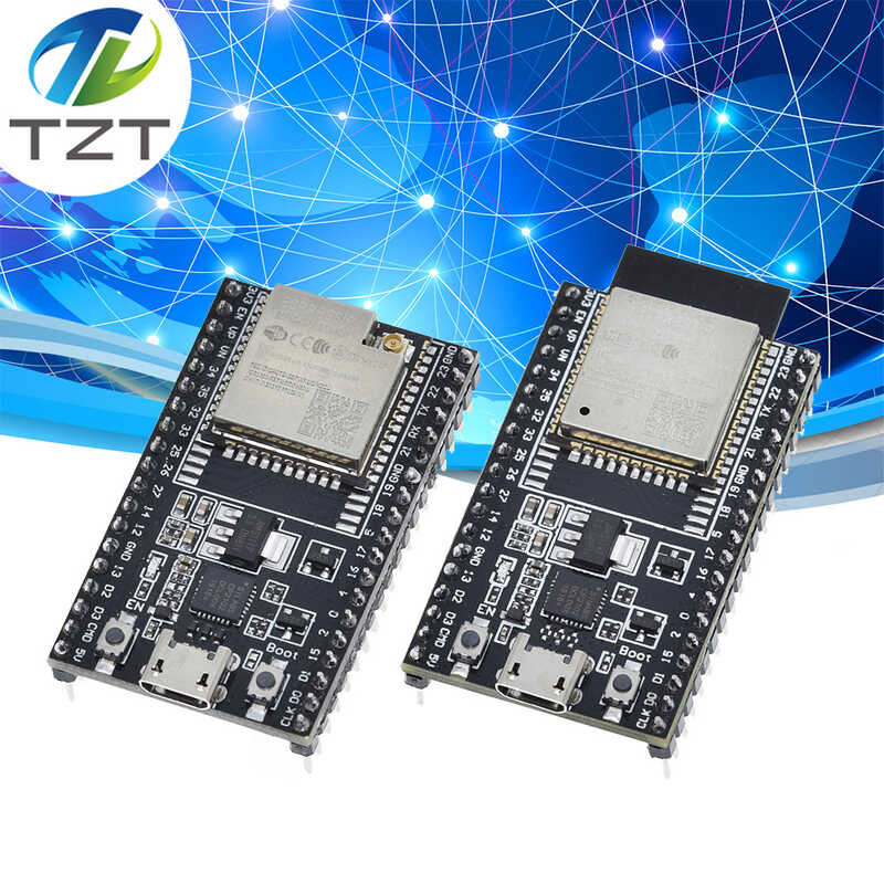 ESP32 DevKitC development board. The ESP32 motherboard is equipped with WROOM-32D/32U module ...