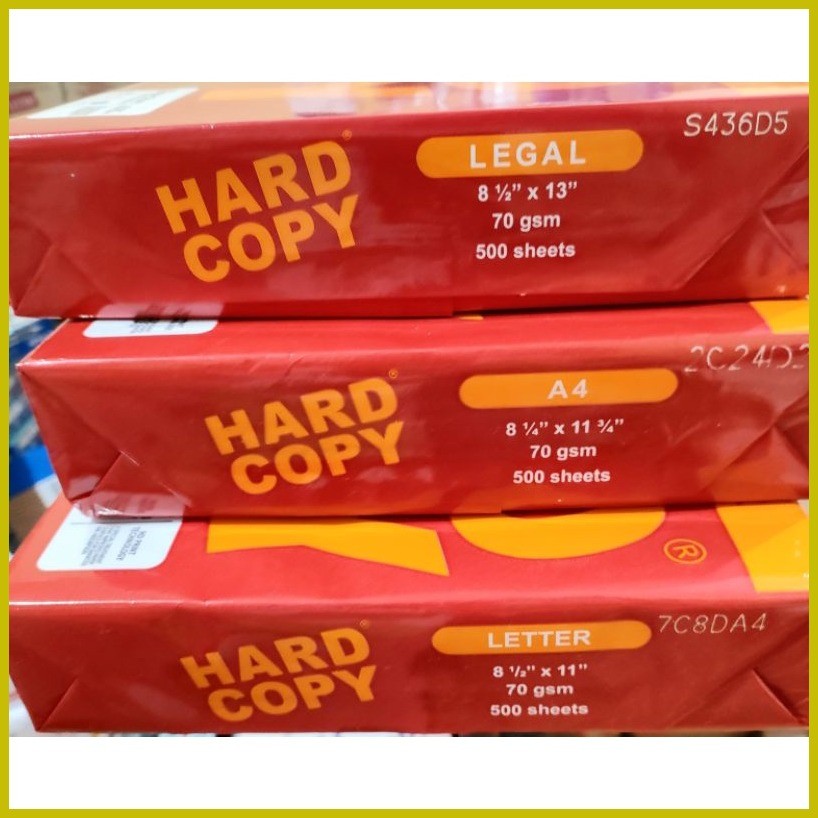 Hard Copy Bond Paper Substance 20 70gsm short / A4 / Long by Ream ( 500 ...