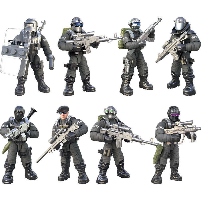 2022 Army World War Ww2 SWAT Soldiers Police Figures Building Blocks ...