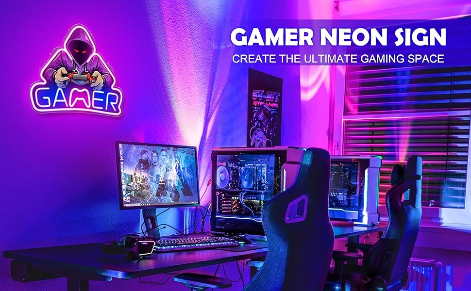 Gamer Neon Sign for Gamer Room Decor, Dimmable Gamer Room Setup Neon ...