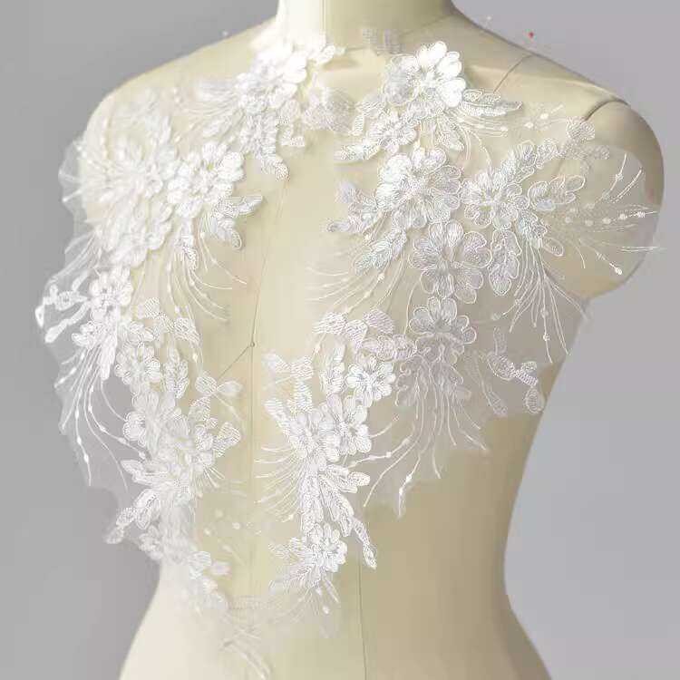 Embroidered car bone lace Sequin bud white black red wedding trip ...