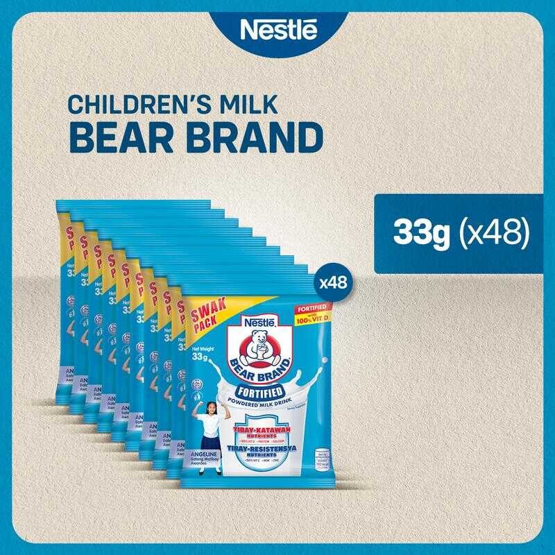 Bear Brand Fortified Powdered Milk Drink SWAK 33G – Pack Of 48 Sachets ...