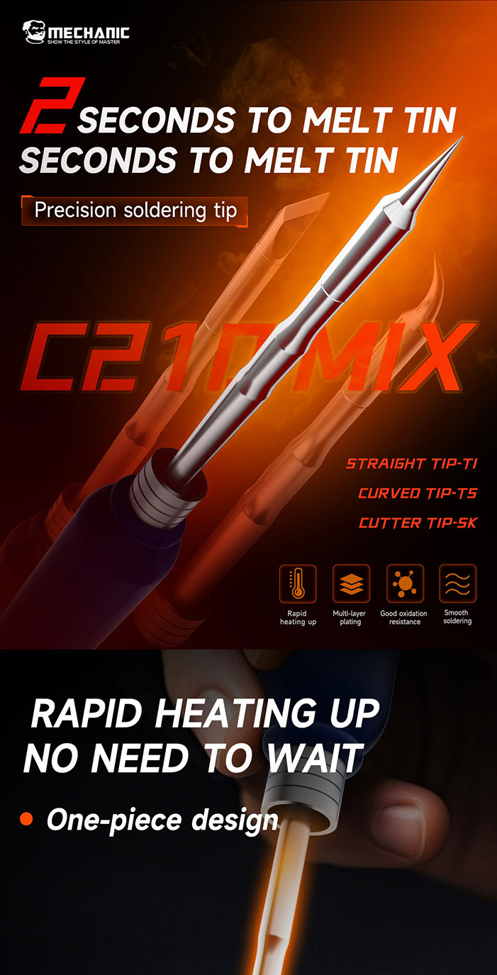Mechanic C210 MIX Soldering Iron Tips TS/TI/TSK 3in1 Kits for T210 ...