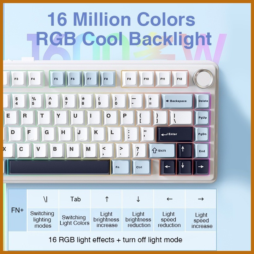 ∤ AULA F75 Mechanical Keyboard 75% 80 Key RGB Tri-Mode Wired Bluetooth ...