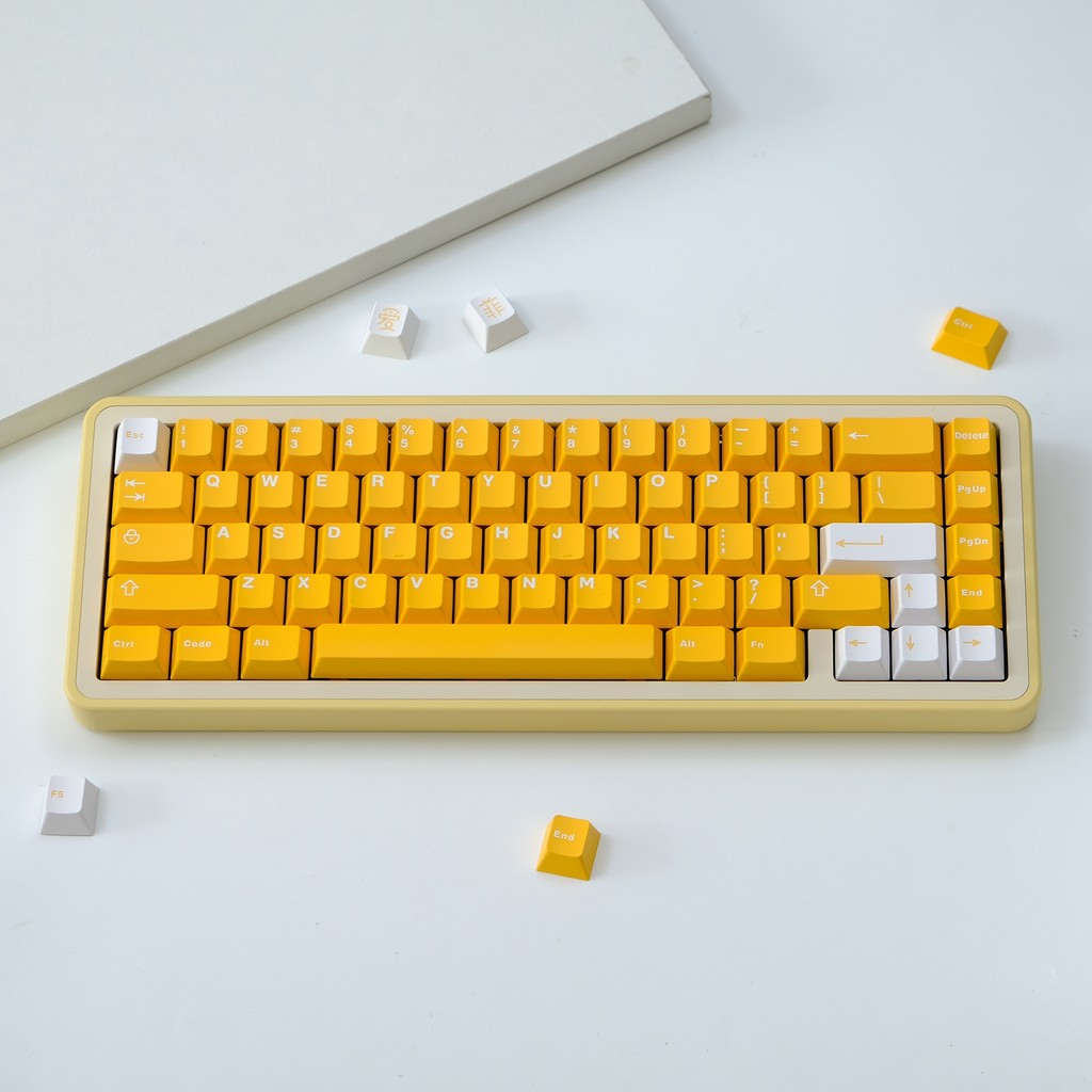 AiFei Yellow White Keycaps ABS double shiot keycap set for Mechanical ...